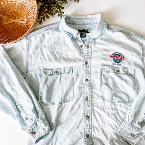 Hard Rock Cafe | Shirts | Vintage Light Wash Hard Rock Cafe Denim ...